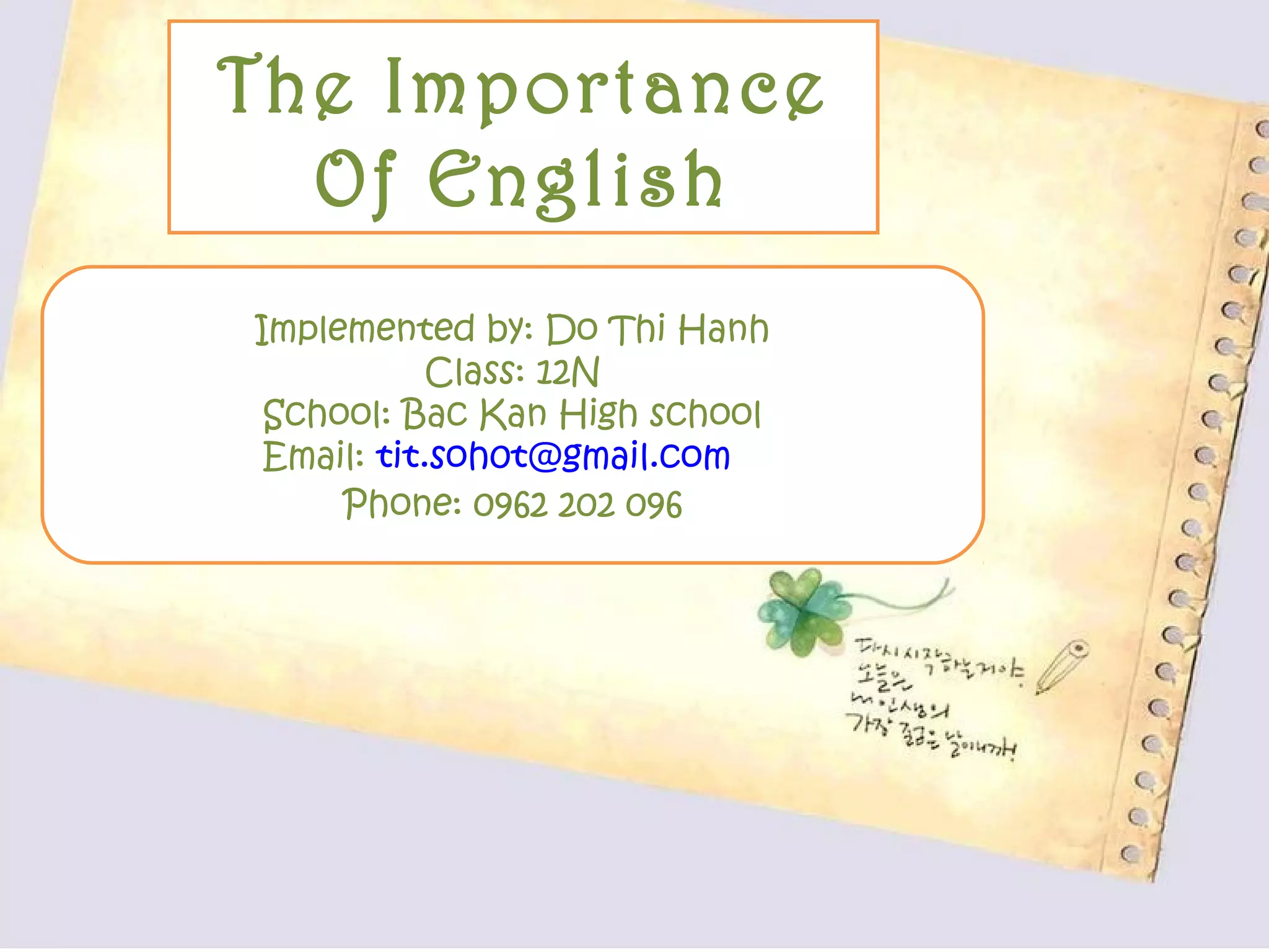 The importance of english by dothihanh | PPT