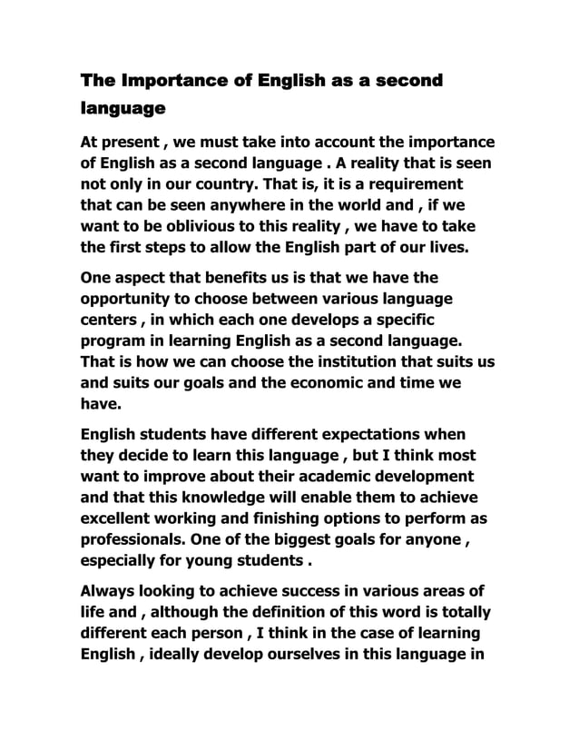 The importance of english as a second language | DOCX | Education