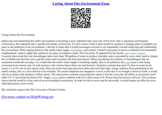 The Importance Of Environmental Consciousness | PDF