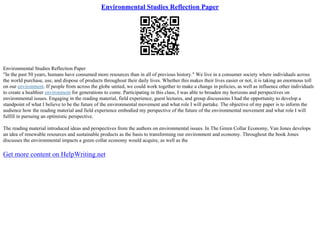 The Importance Of Environmental Education | PDF