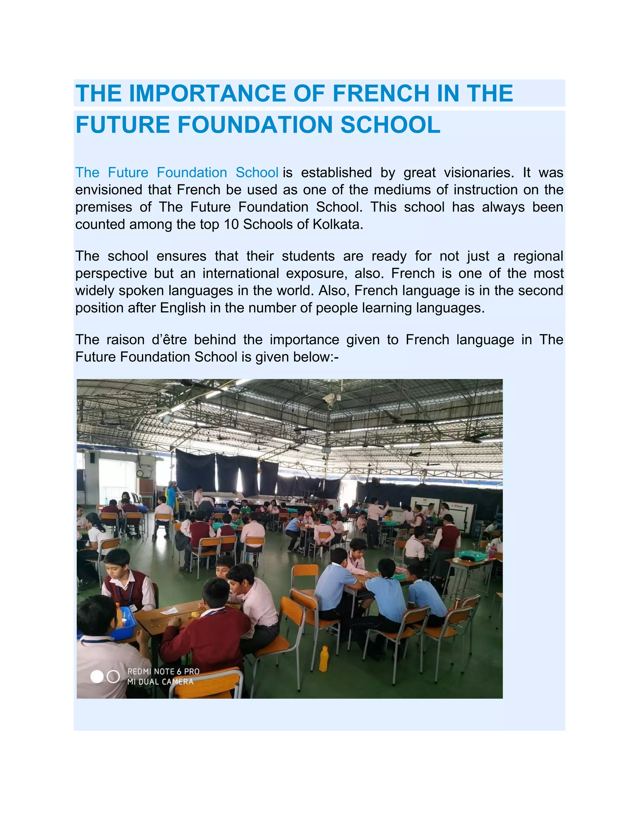 THE IMPORTANCE OF FRENCH IN THE FUTURE FOUNDATION SCHOOL | PDF