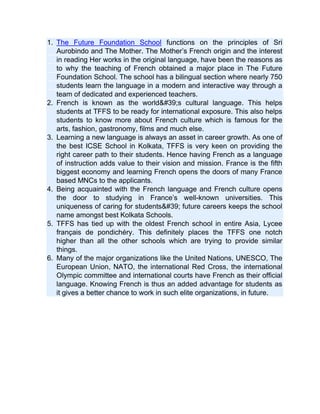 THE IMPORTANCE OF FRENCH IN THE FUTURE FOUNDATION SCHOOL | PDF