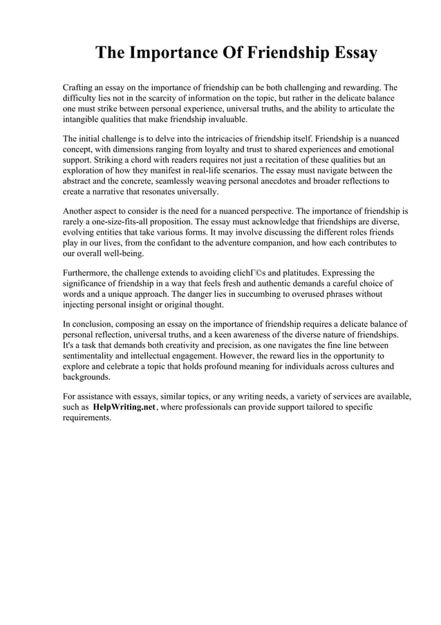 The Importance Of Friendship Essay.pdf