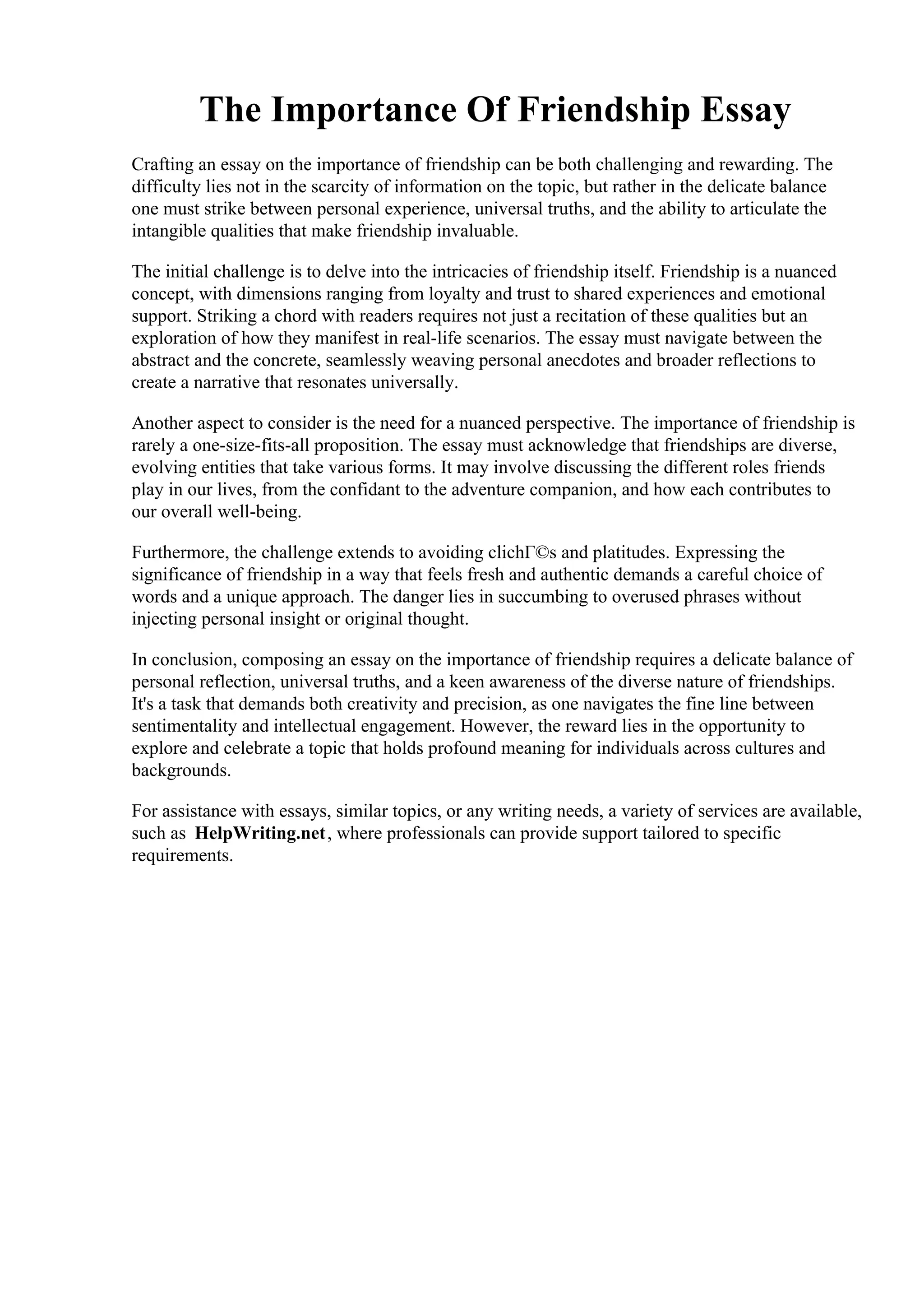 The Importance Of Friendship Essay.pdf