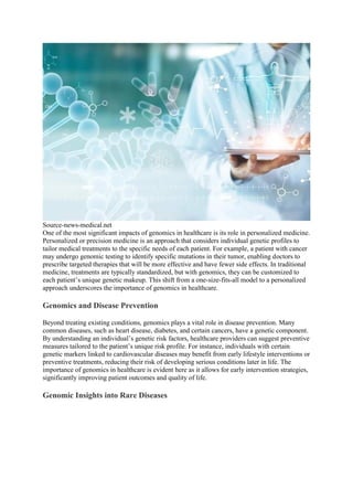 The Importance of Genomics in Healthcare | The Lifesciences Magazine | PDF