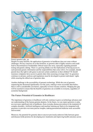 The Importance of Genomics in Healthcare | The Lifesciences Magazine | PDF