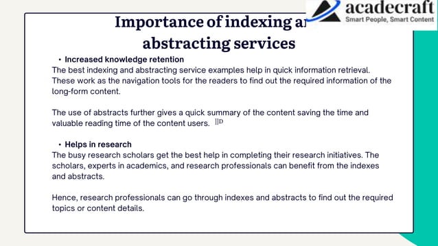 The Importance of indexing and abstracting services.pptx | Technology & Computing