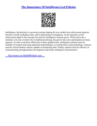 The Importance Of Intelligence-Led Policing | PDF