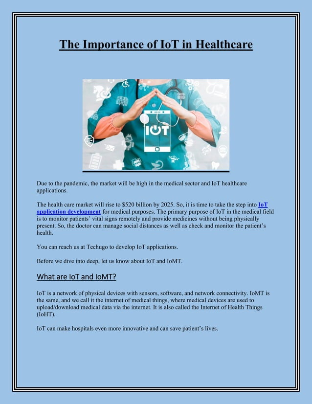 The Importance of IoT in Healthcare. | PDF | Internet | Computing