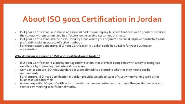 The importance of iso 9001 certification in jordan | PPT