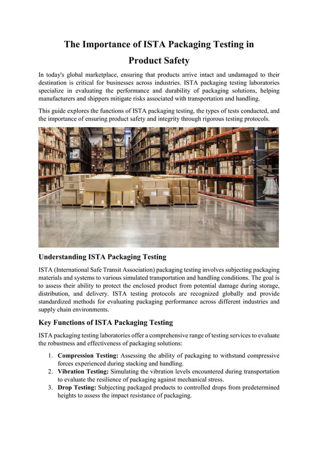 The Importance of ISTA Packaging Testing in Product Safety.pdf ...
