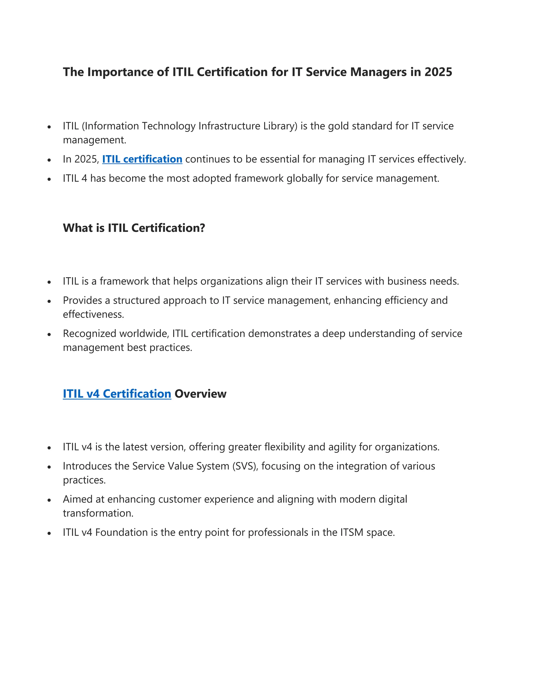 Importance of ITIL Certification in 2025 | PDF