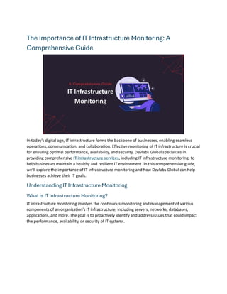 The Importance of IT Infrastructure Monitoring: A Comprehensive Guide | PDF