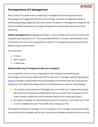 The Importance of IT Management | PDF