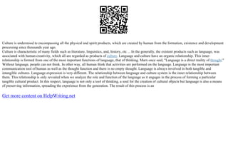 The Importance Of Language And Culture | PDF