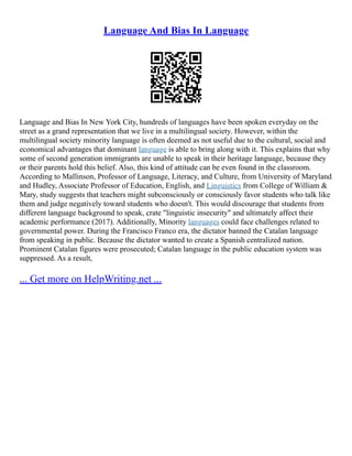 The Importance Of Language In English Language | PDF