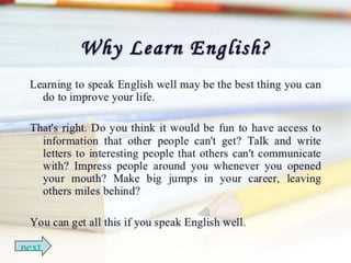 The importance of learning english | PPTX