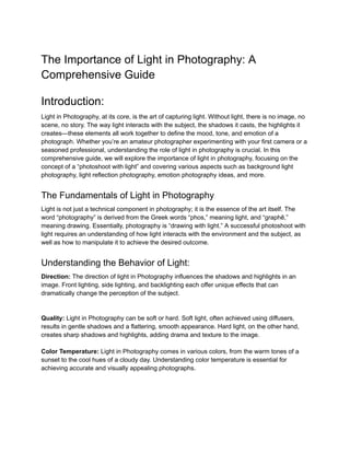 The Importance of Light in Photography_ A Comprehensive Guide.pdf