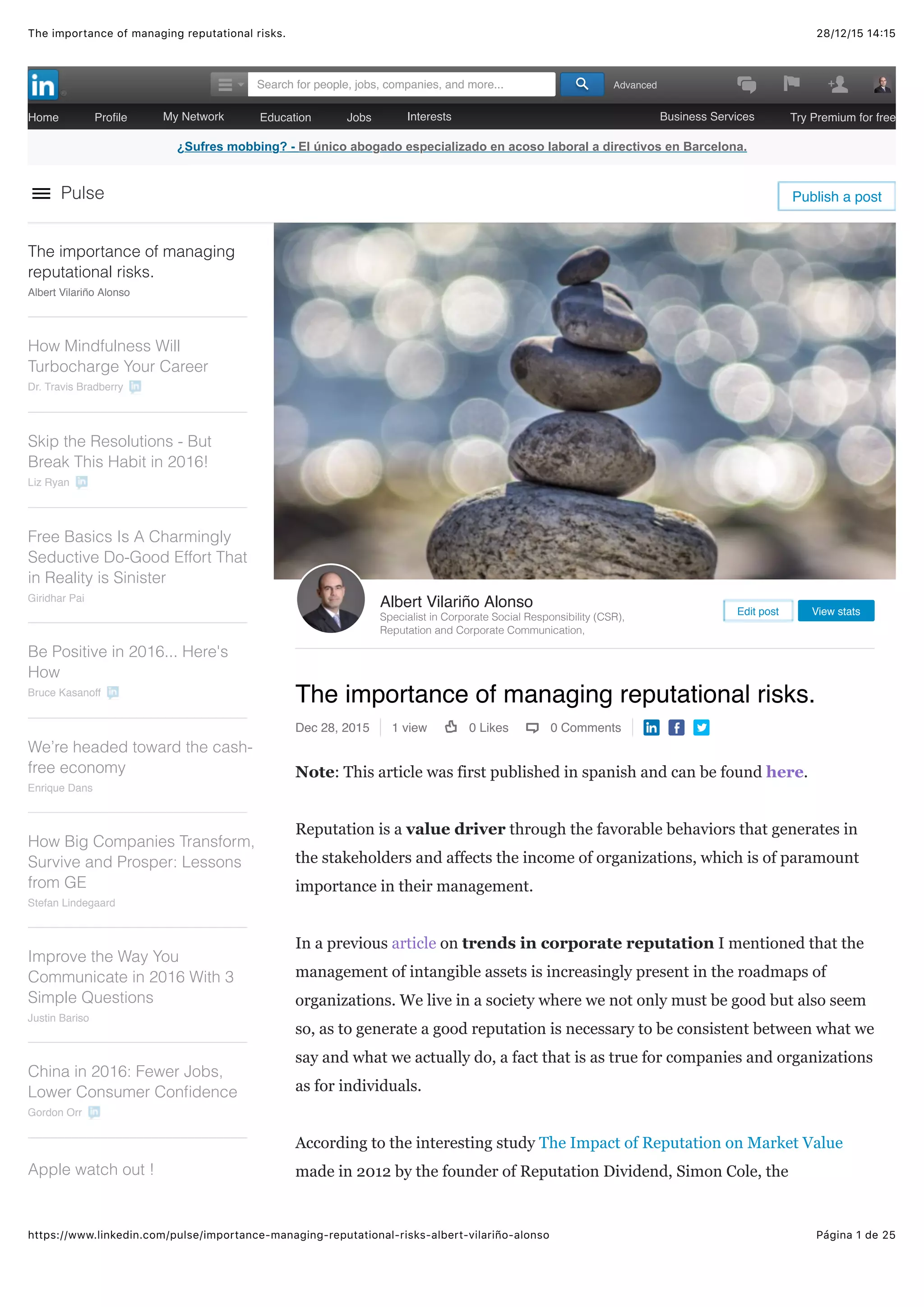 The importance of managing reputational risks. | PDF