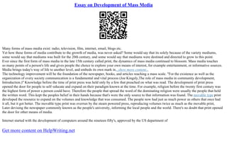 The Importance Of Mass Media | PDF