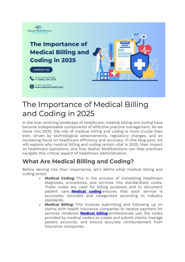 The Importance of Medical Billing and Coding in 2025.pdf | Free Download
