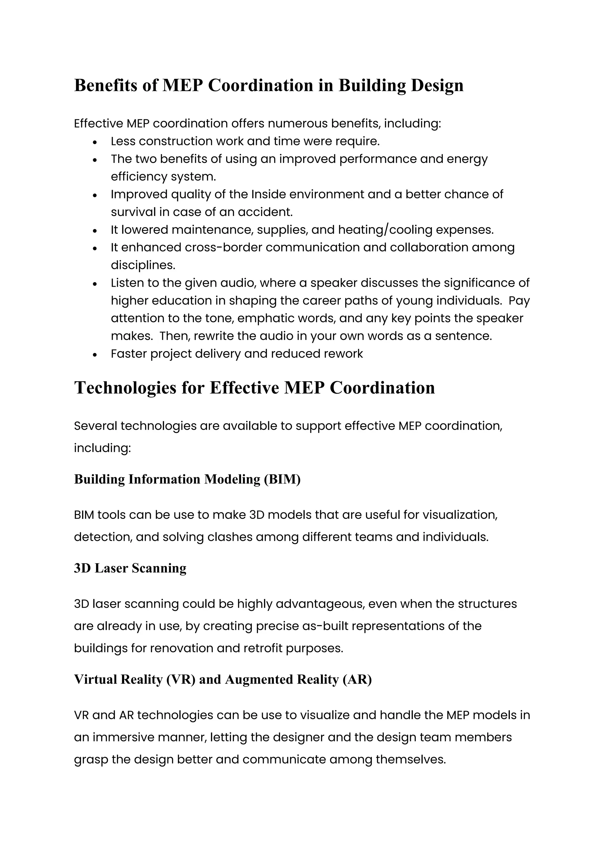 The Importance of MEP Coordination in Construction Project. | PDF