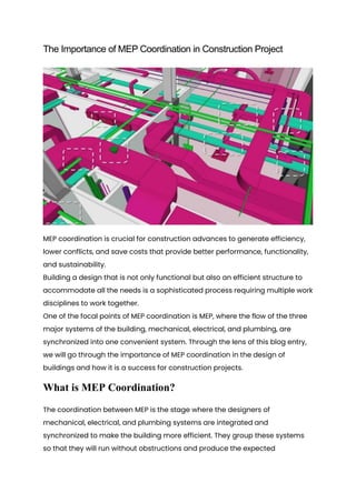 The Importance of MEP Coordination in Construction Project. | PDF