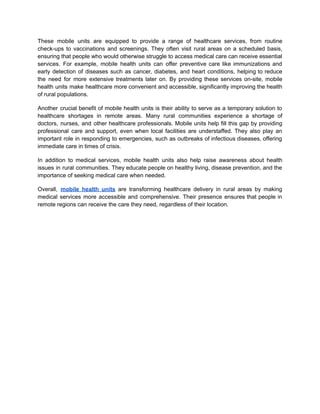 The Importance of Mobile Health Units in Rural Areas by Teresa Tyson | PDF
