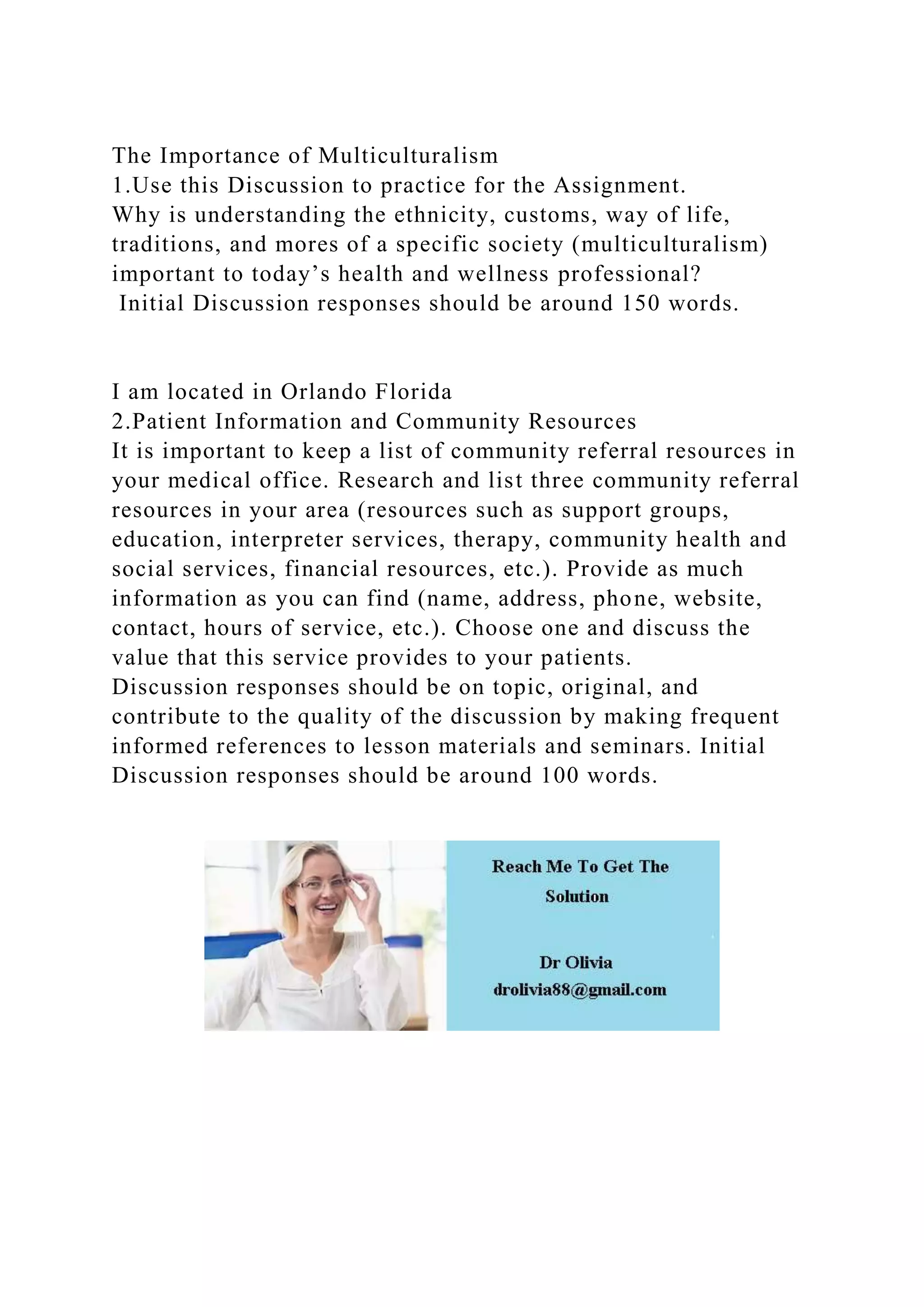 The Importance of Multiculturalism1.Use this Discussion to practic.docx