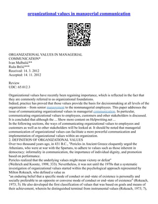 The Importance Of Organizational Excellence,... | PDF