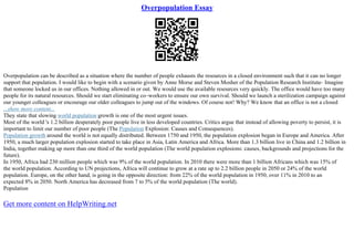 The Importance Of Overpopulation | PDF