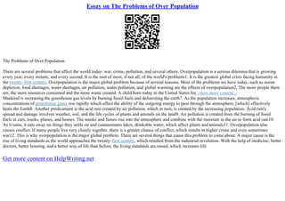 The Importance Of Overpopulation | PDF