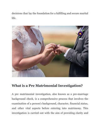 The Importance of Pre-Matrimonial Investigation_ Ensuring a Happy and ...