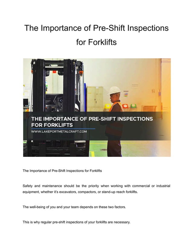 The Importance of Pre-Shift Inspections for Forklifts.pdf | Auto Repair ...