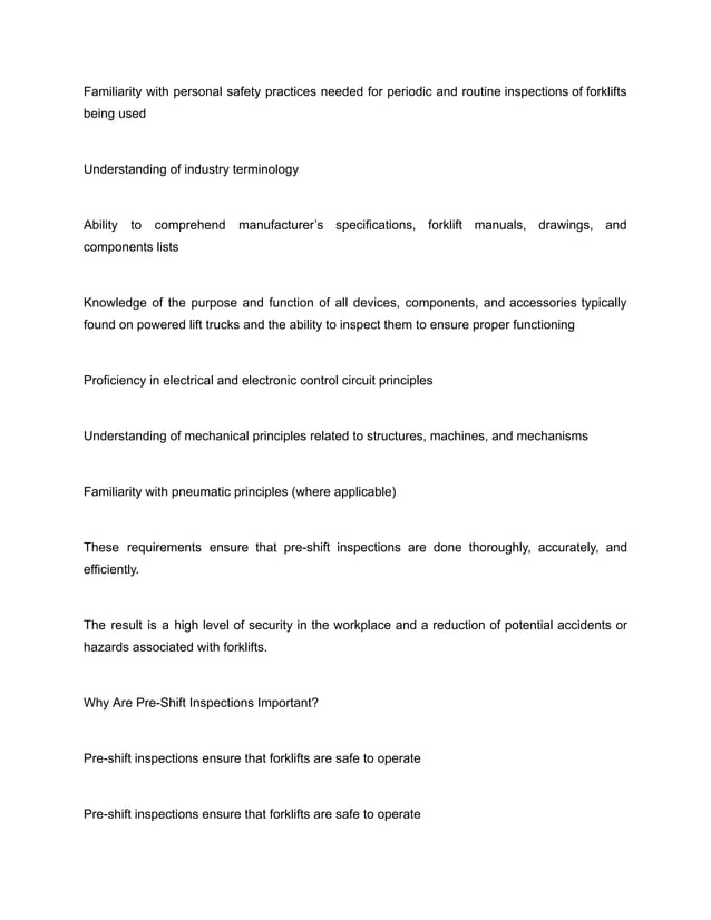 The Importance of Pre-Shift Inspections for Forklifts.pdf | Auto Repair ...