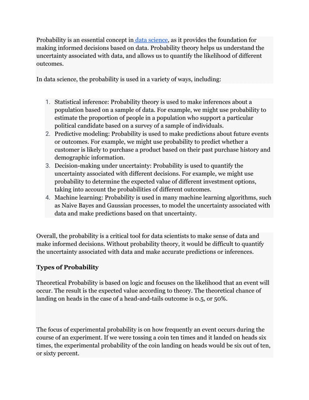 The Importance of Probability in Data Science.docx | Physics | Science