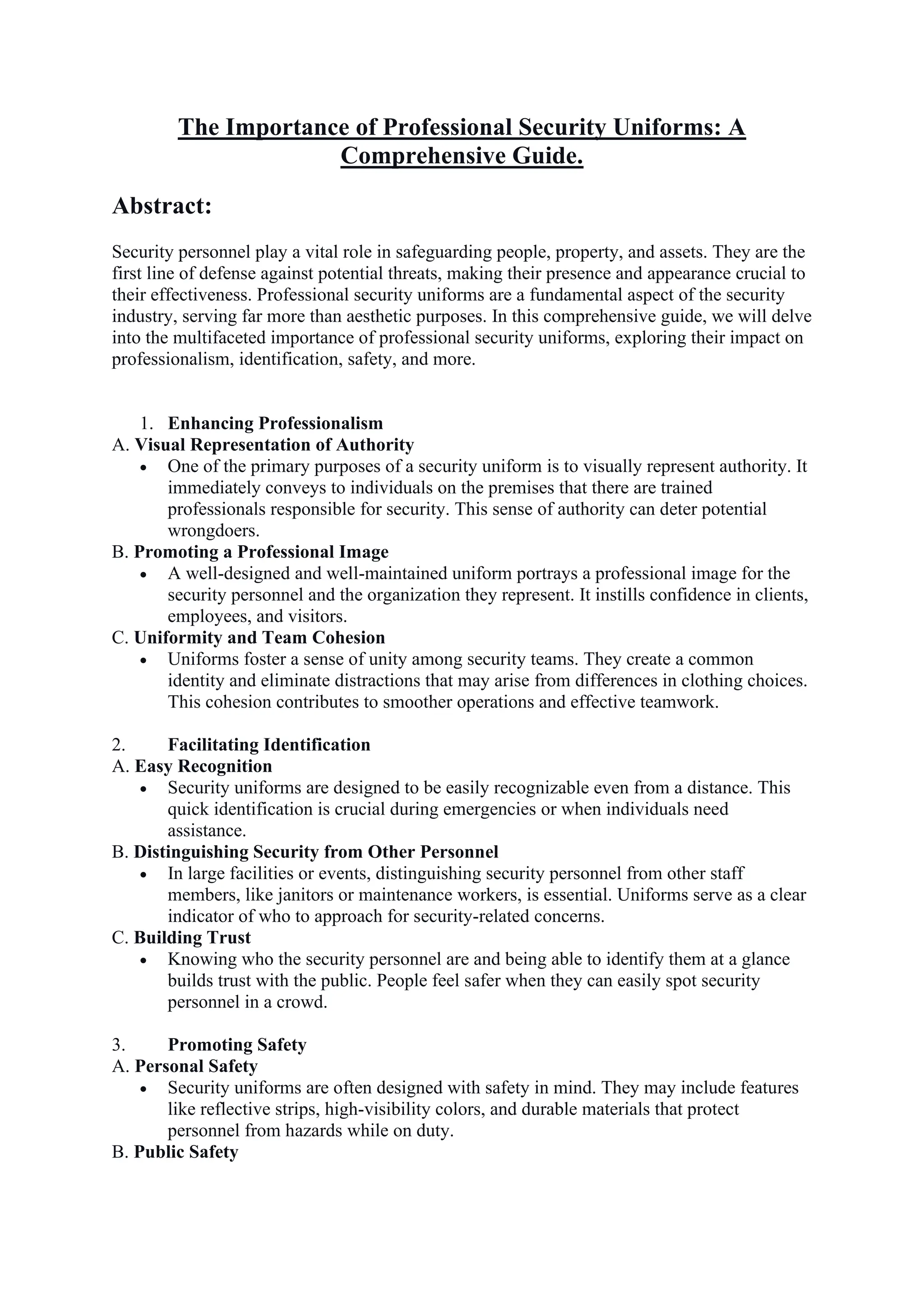 The Importance of Professional Security Uniforms: A Comprehensive Guide ...