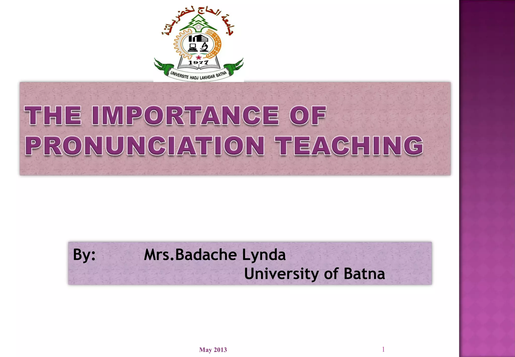 The importance of pronunciation | PPT