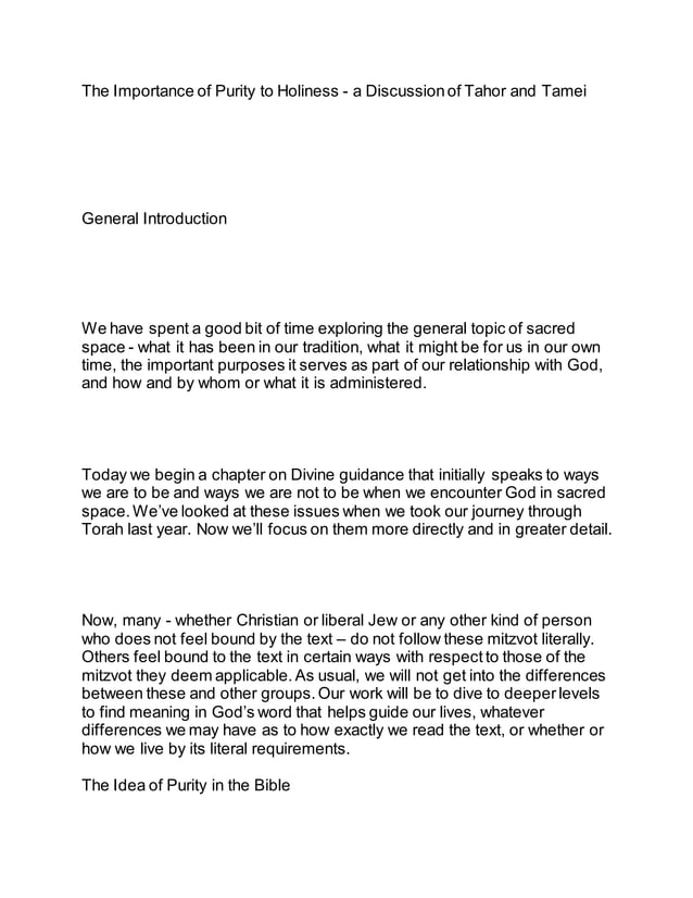 The Importance of Purity to Holiness | PDF