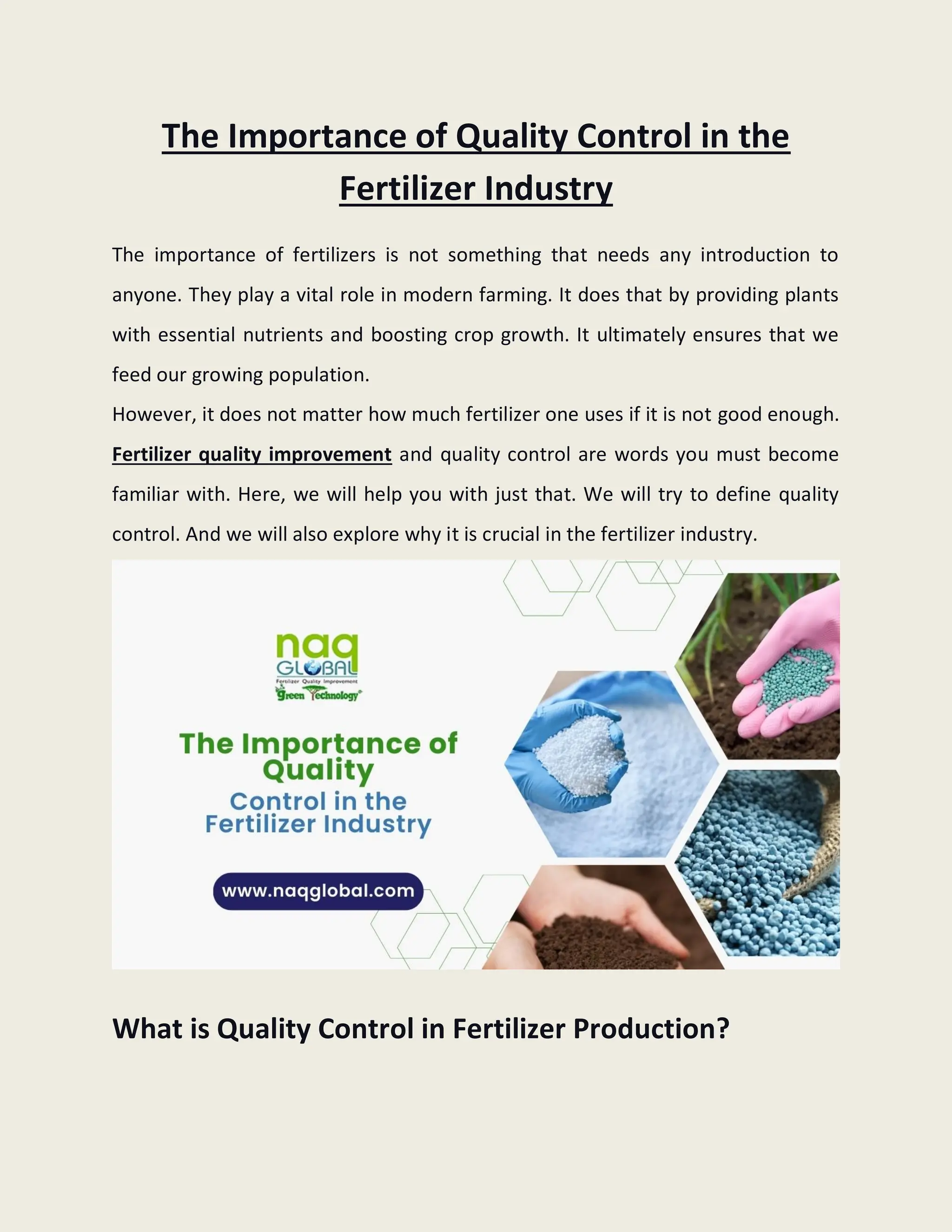 The Importance of Quality Control in the Fertilizer Industry | PDF