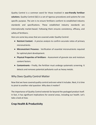 The Importance of Quality Control in the Fertilizer Industry | PDF