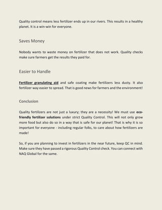 The Importance of Quality Control in the Fertilizer Industry | PDF