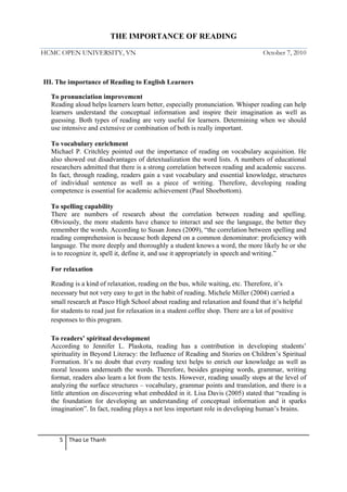 The importance of reading on teaching and learning | PDF
