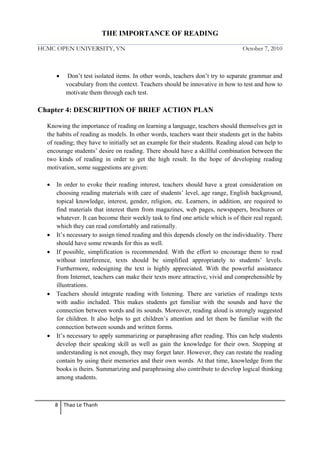 The importance of reading on teaching and learning | PDF