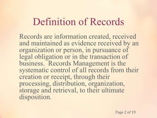The Importance of Records Management | PPTX