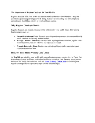 The Importance of Regular Checkups for Your Health | PDF