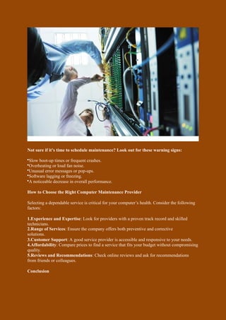 The Importance of Reliable Computer Maintenance Service | PDF