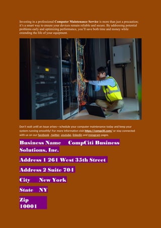 The Importance of Reliable Computer Maintenance Service | PDF