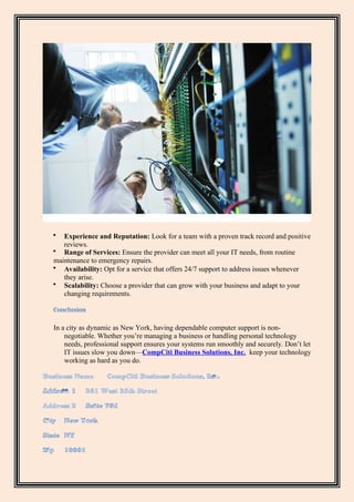 The Importance of Reliable Computer Support in New York City | PDF