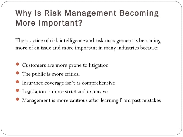 The importance of risk management in business | PPT